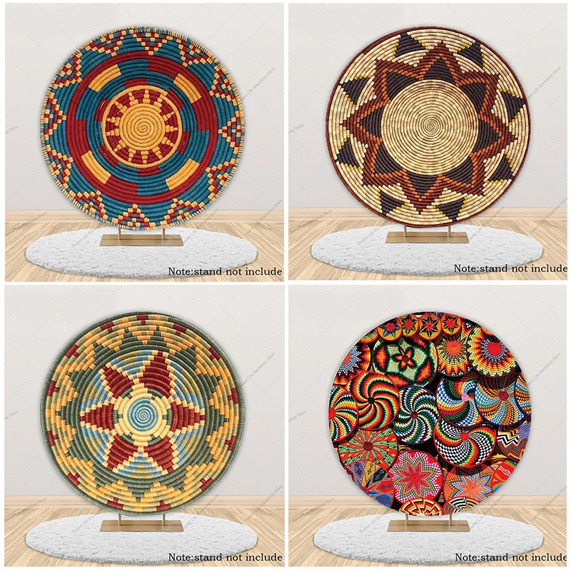 Traditional Ethiopian Pattern Round Background Colorful Basket Circle ...
