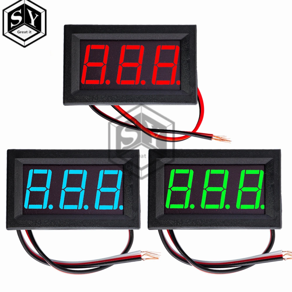 0.56 Inch Mini Red Green Blue LED Display Panel Voltage Meter Voltmeter ...