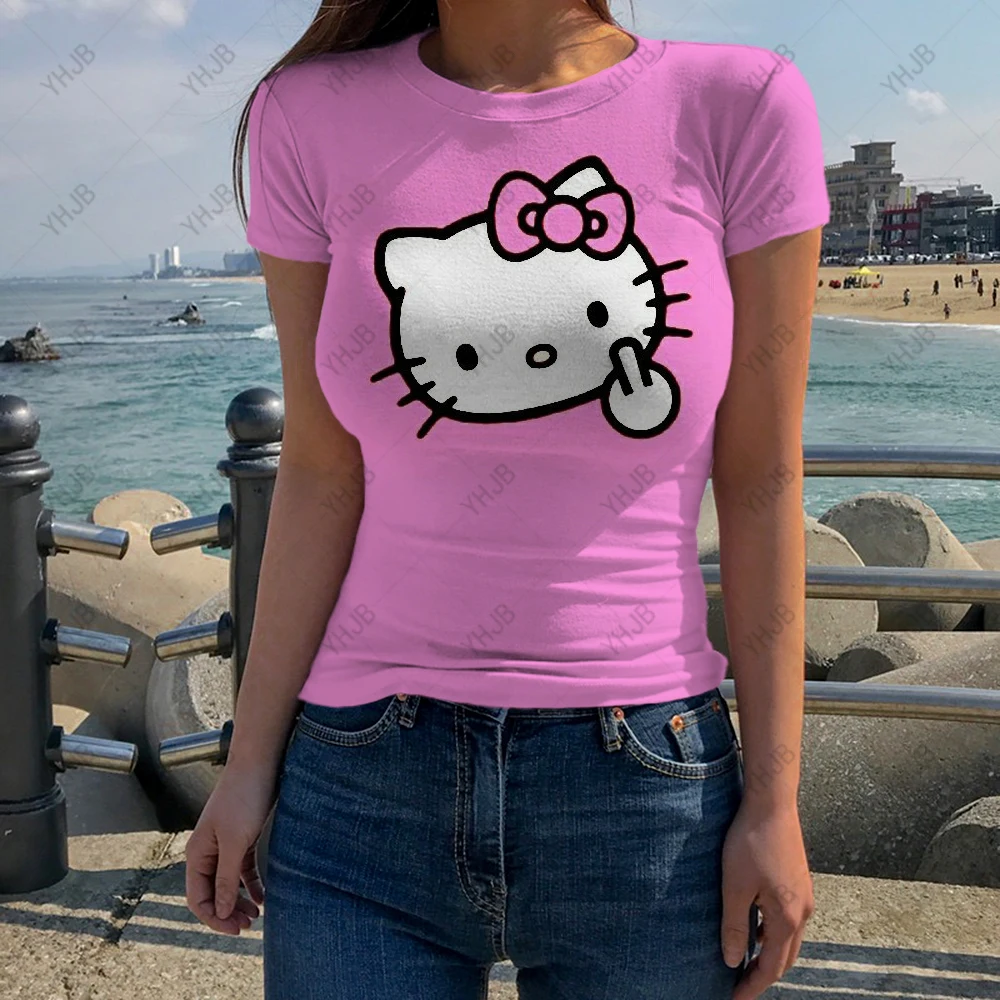 Y2k-Crop-T-Shirts-Hello-Kitty-Print-Fashion-Women-Crop-Top-Harajuku ...