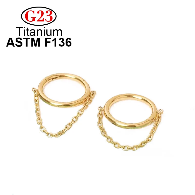G23 ASTM F136 Titanium 16G Hinged Segment Clicker Septum Nose Ring With ...