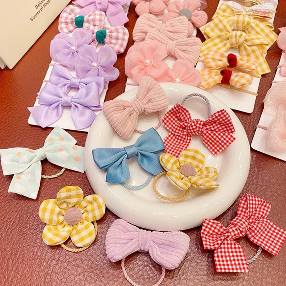 10Pcs-set-Cute-Flower-Elastic-Hairband-Children-Cloth-Bowknot-Hair-Ties ...