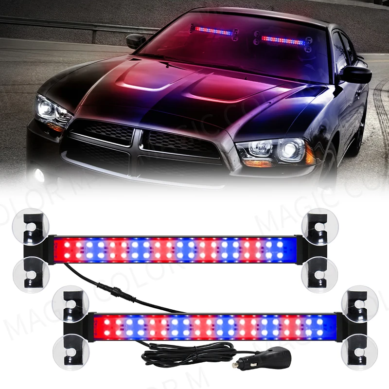 Magic-colorM-40X2-LED-Police-Lights-Red-Blue-Strobe-Lamps-Windshield ...