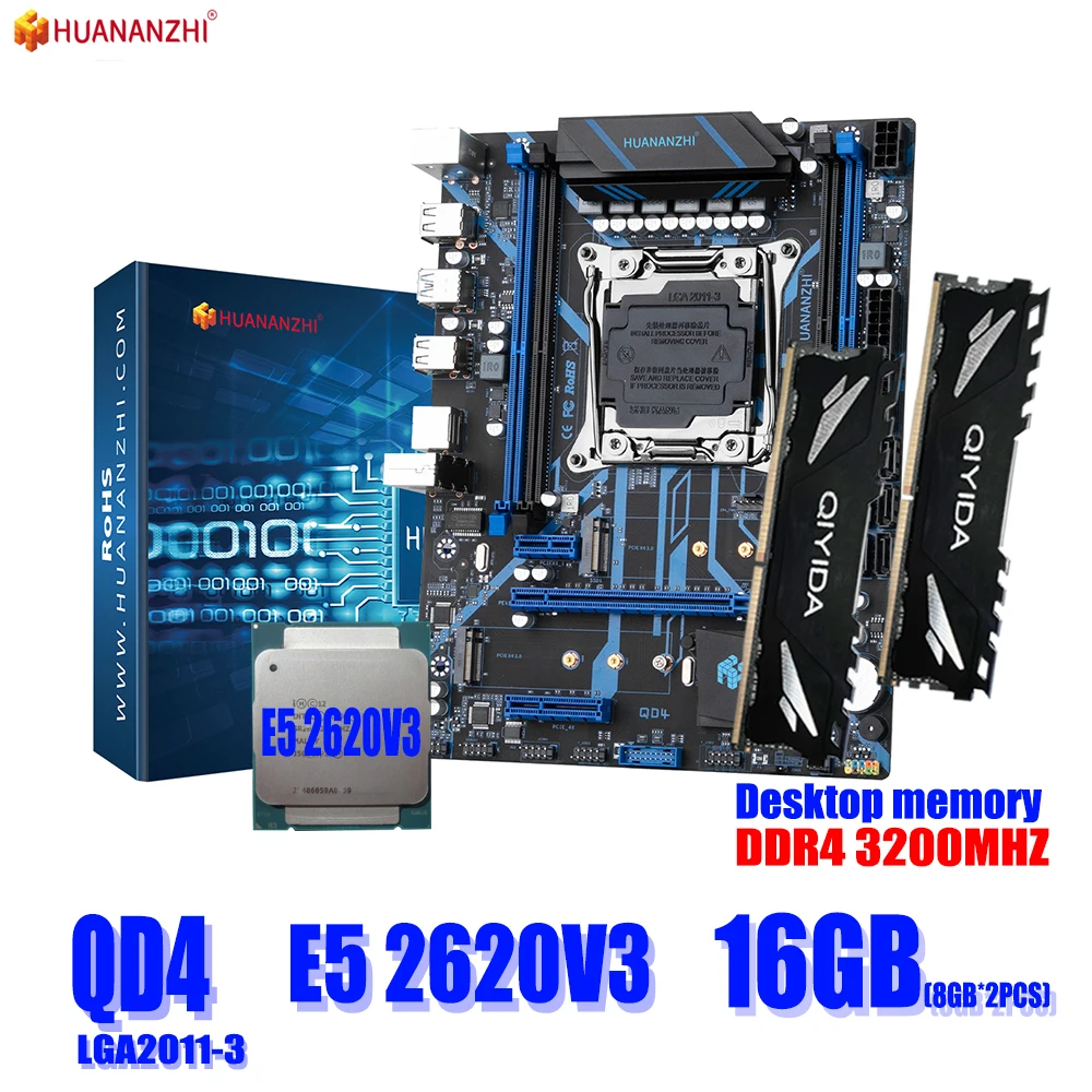 HUANANZHI QD4 Lga2011-3 motherboard Set Xeon E5 2620v3 2*8GB DDR4 ...