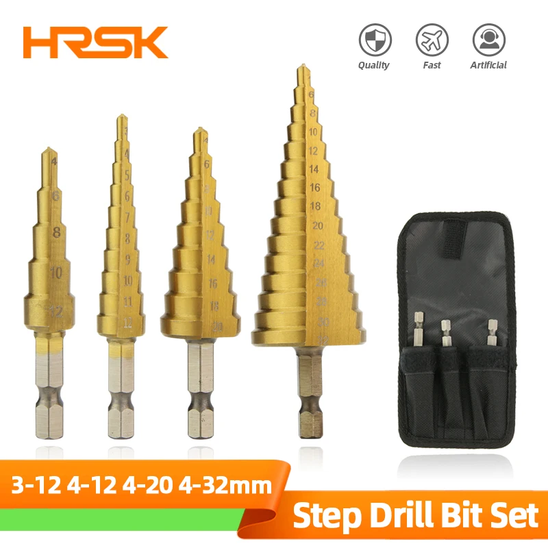 HSS Titanium Step Drill Bit High Speed Stepped Drill Set Saw Drill ...
