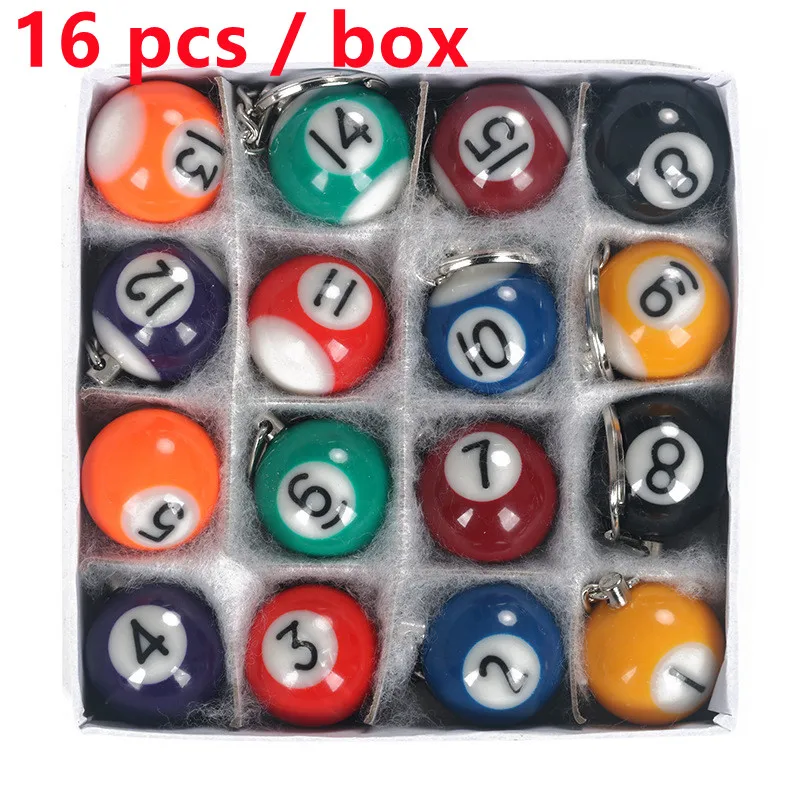 16pcs-Set-Mini-Billiards-Shaped-Keyring-Assorted-Colorful-Billiards ...