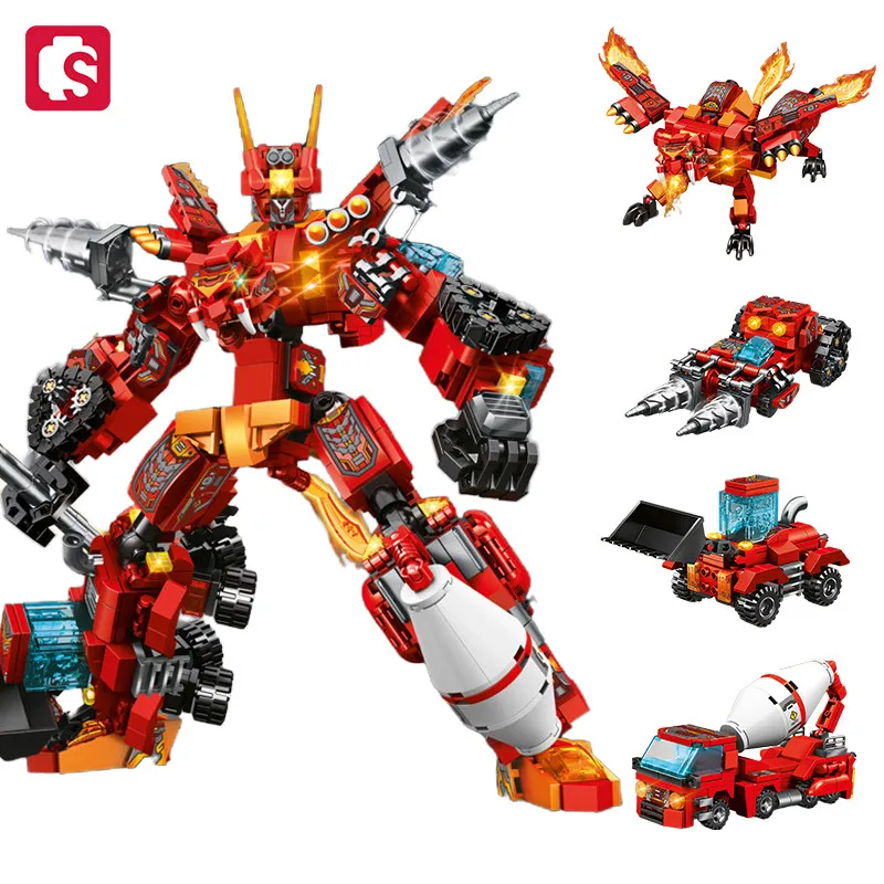SEMBO 4IN1 God of War Transforming Mech Building Blocks MOC Engineering ...