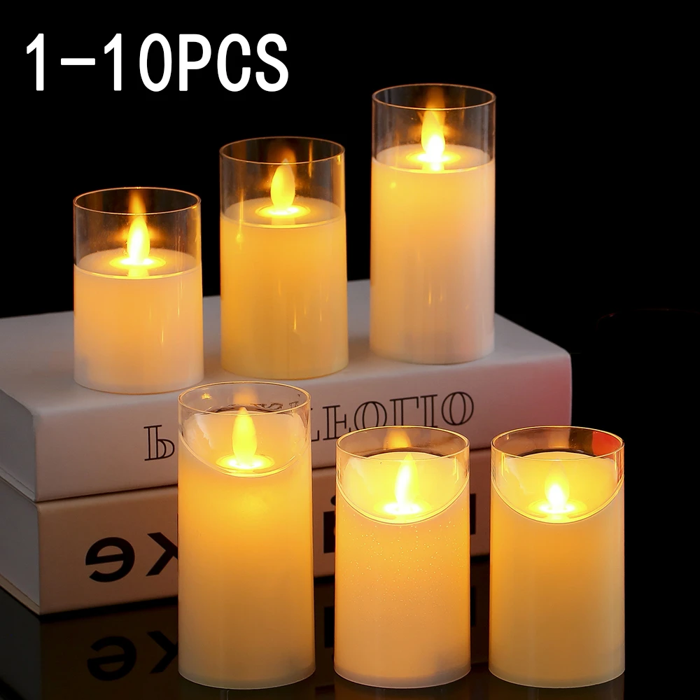 1-10pc Electronic Led Flameless Candle Lights Battery Powered ...
