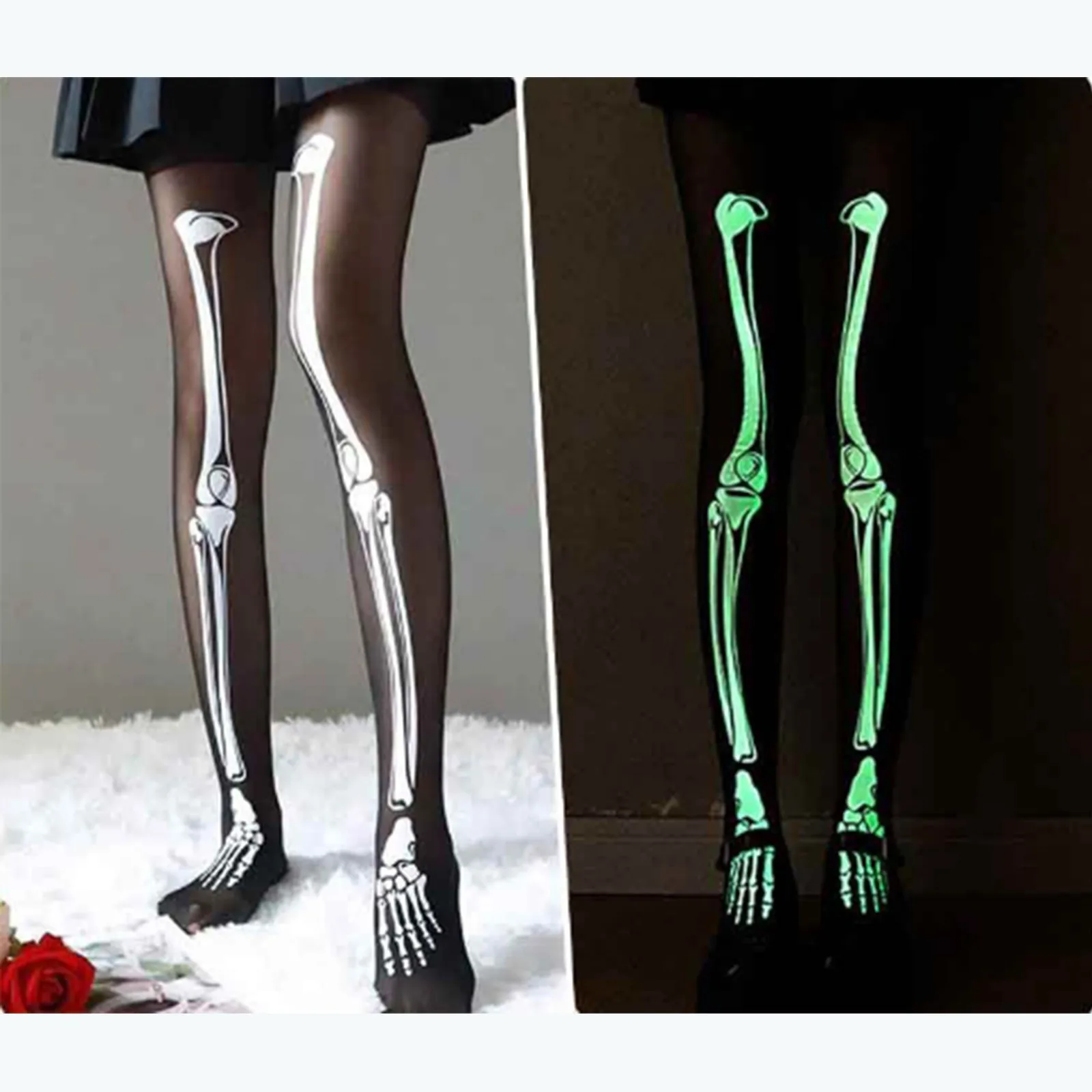 Luminous-Skull-Stockings-Halloween-Bar-Glow-in-the-Dark-Glow-in-the ...