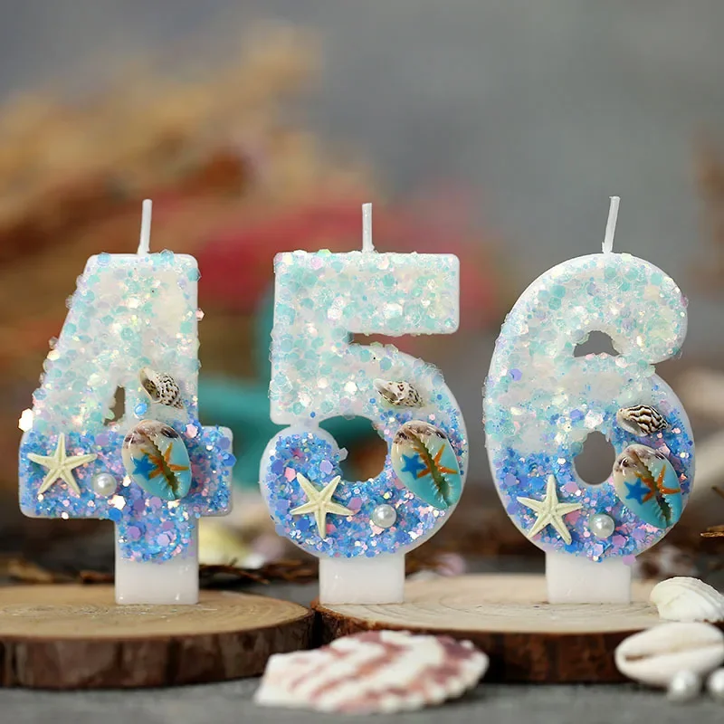 3.5inch Birthday Candle Large Number Candle Marine style Beach Starfish ...