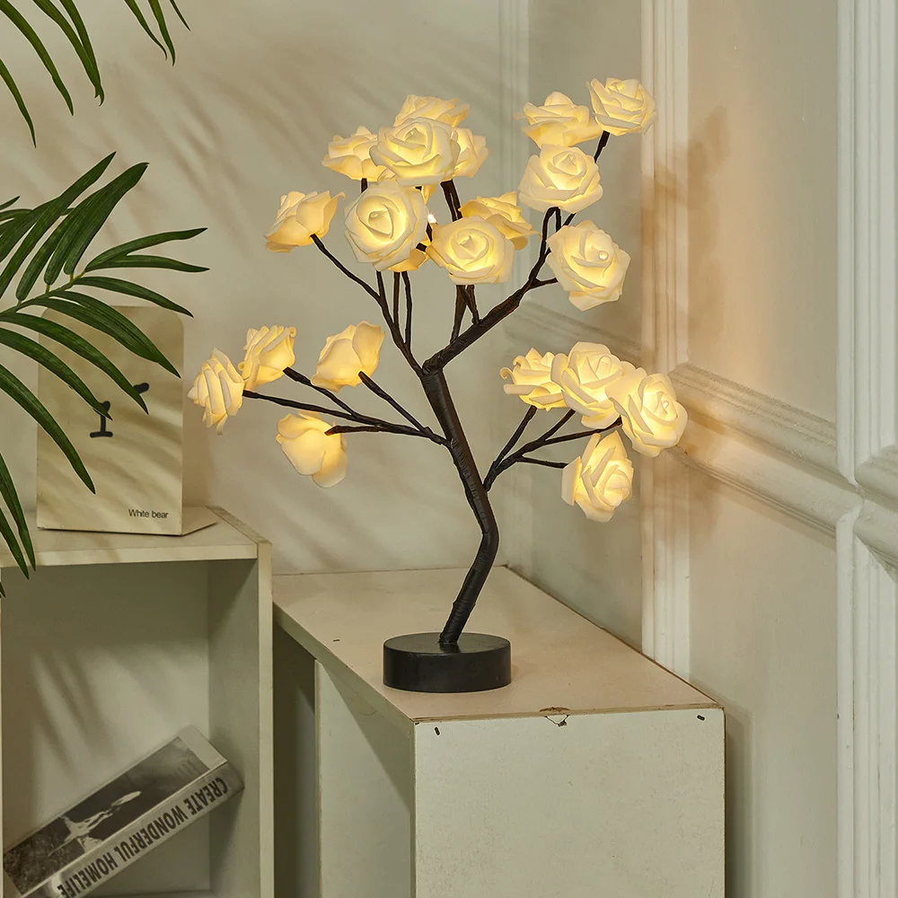 Lampe Led Rose avec batterie Rechargeable par Usb, luminaire décoratif ...