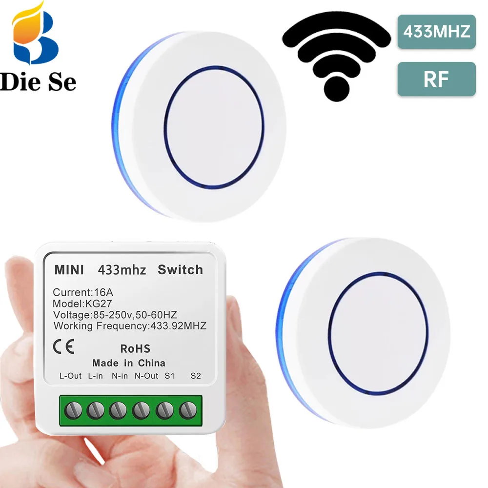 433mhz-Rf-Remote-Control-Switch-AC-220V-16A-Relay-Receiver-Can-Connect ...