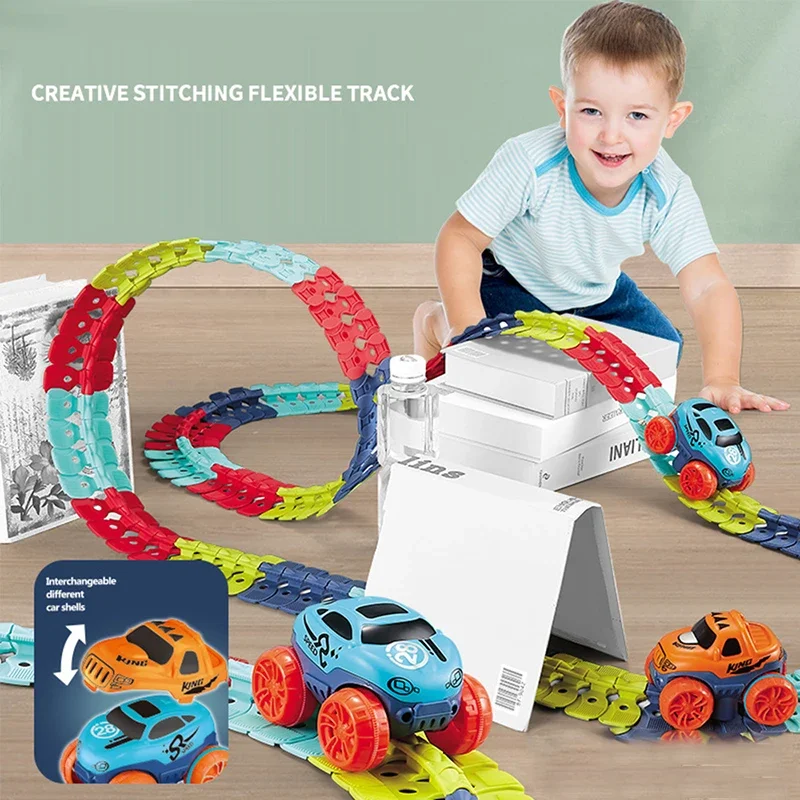 DIY-Flexible-Assembled-Racing-Track-Rechargeable-Track-with-LED-Light ...