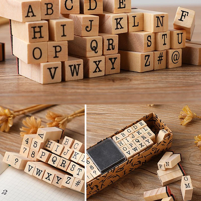 Pack-of-40-Wooden-Alphanumeric-Stamps-Capital-Letter-Stamps-for-DIY ...