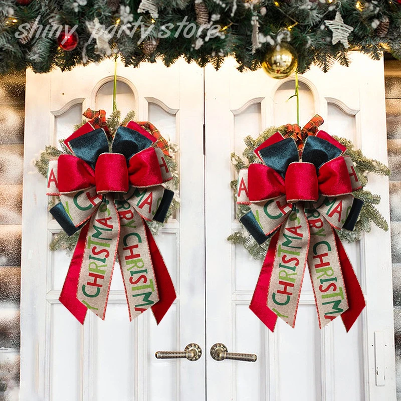Colorful-Letter-Printing-Multi-Layer-Bow-Christmas-Door-Hanging ...