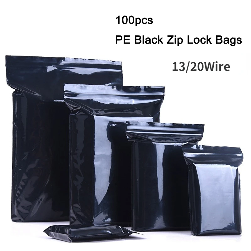 100pcs-PE-Black-Zip-Lock-Bags-Food-Medical-Drug-Packaging-Bag ...