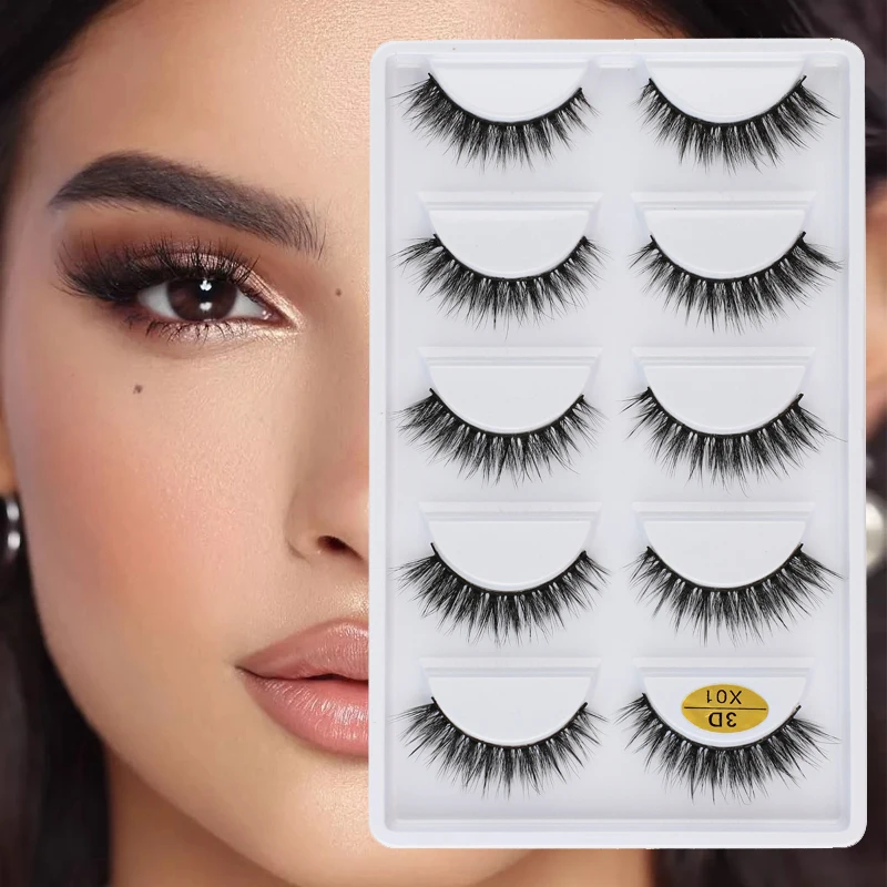 Lanjinglin-Faux-Cils-5-Pairs-3D-Mink-Lashes-Natural-Long-Wispy-False ...
