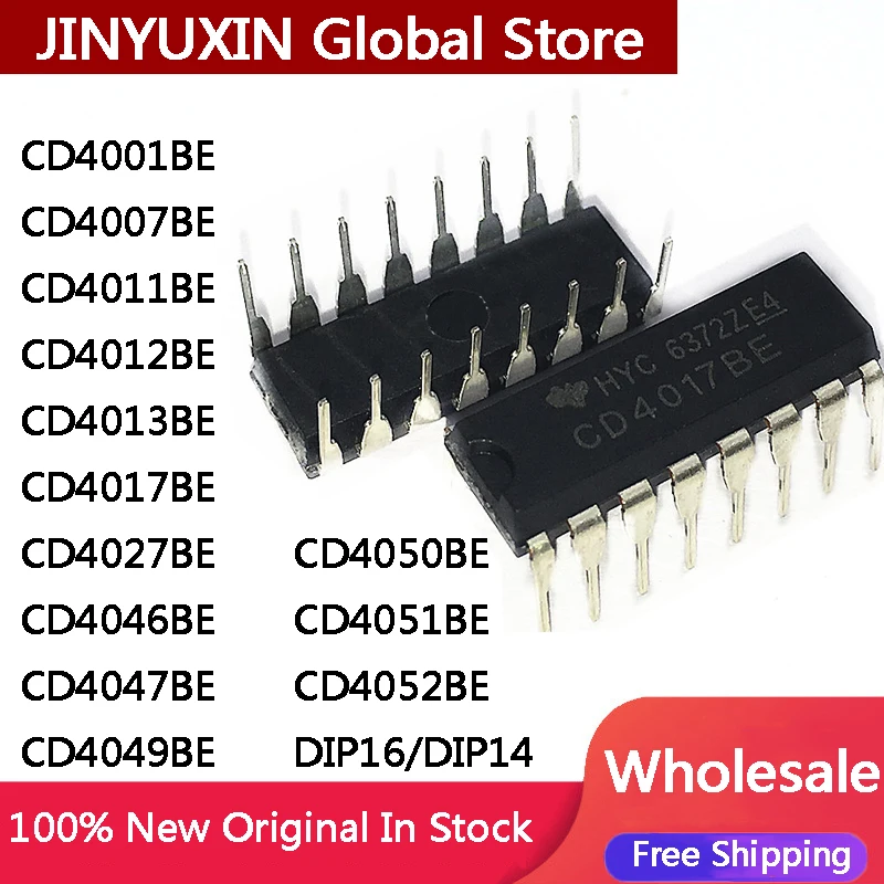 Chip-IC-DIP14-CD4017BE-CD4001-CD4007-CD4011-CD4012-CD4013-CD4017-CD4027-CD4046-CD4047-CD4049 ...