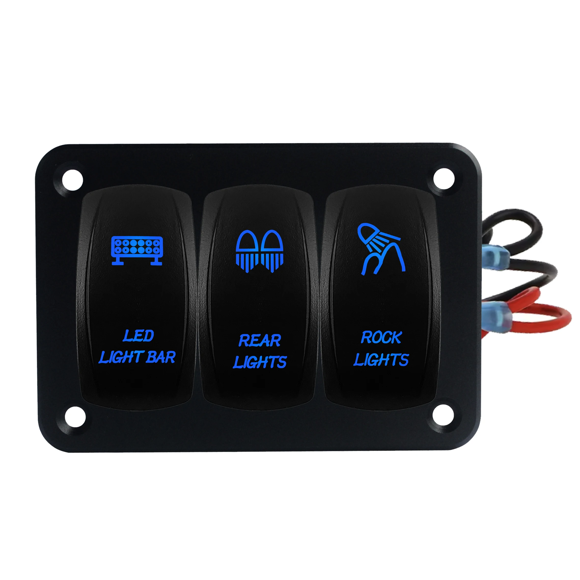 3Gang Waterproof Rocker Switch Panel LED Light 12V/24V ON-Off for Auto ...
