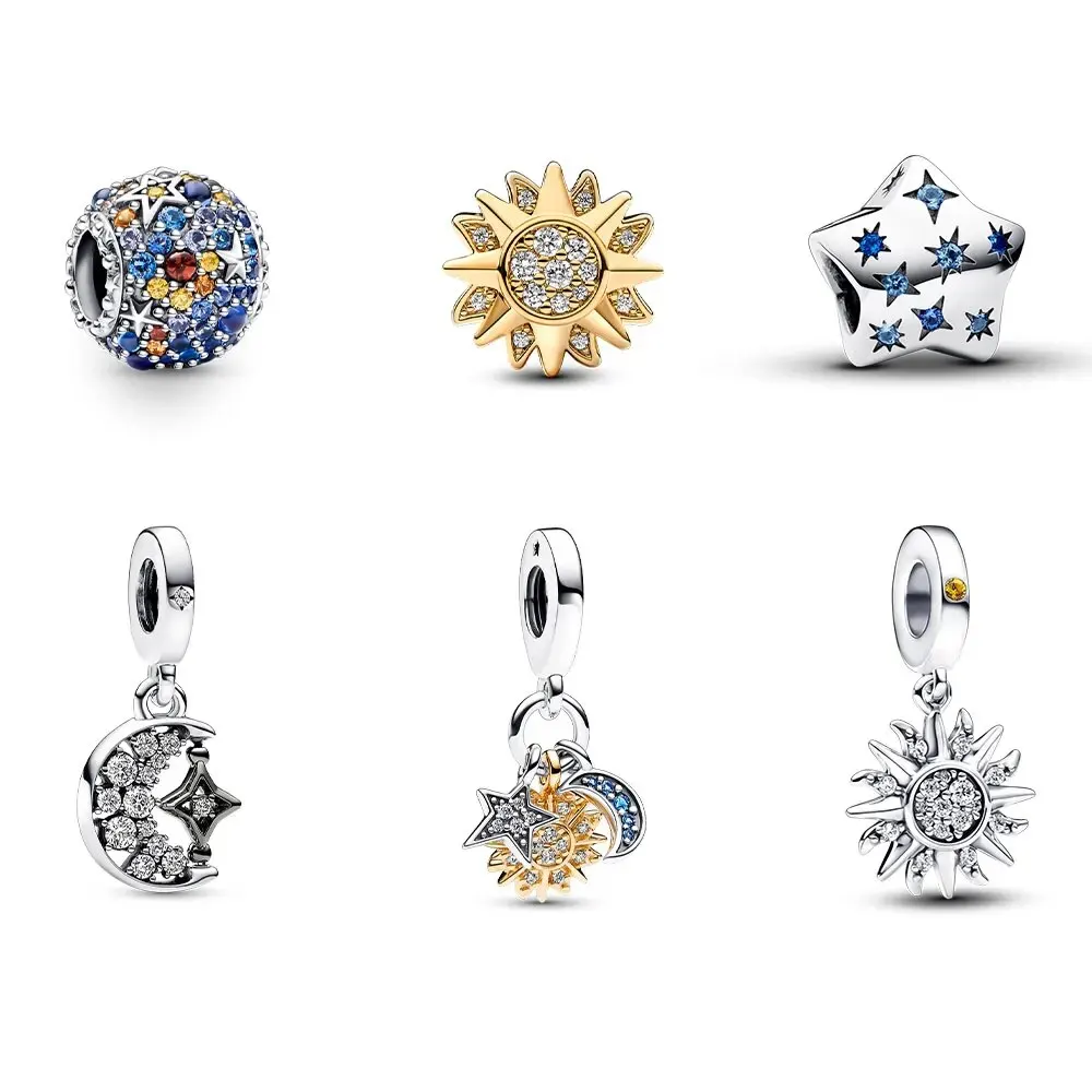 925-Sterling-Silver-Star-Moon-Charm-Fit-Original-3mm-Snake-Bone-Chain ...