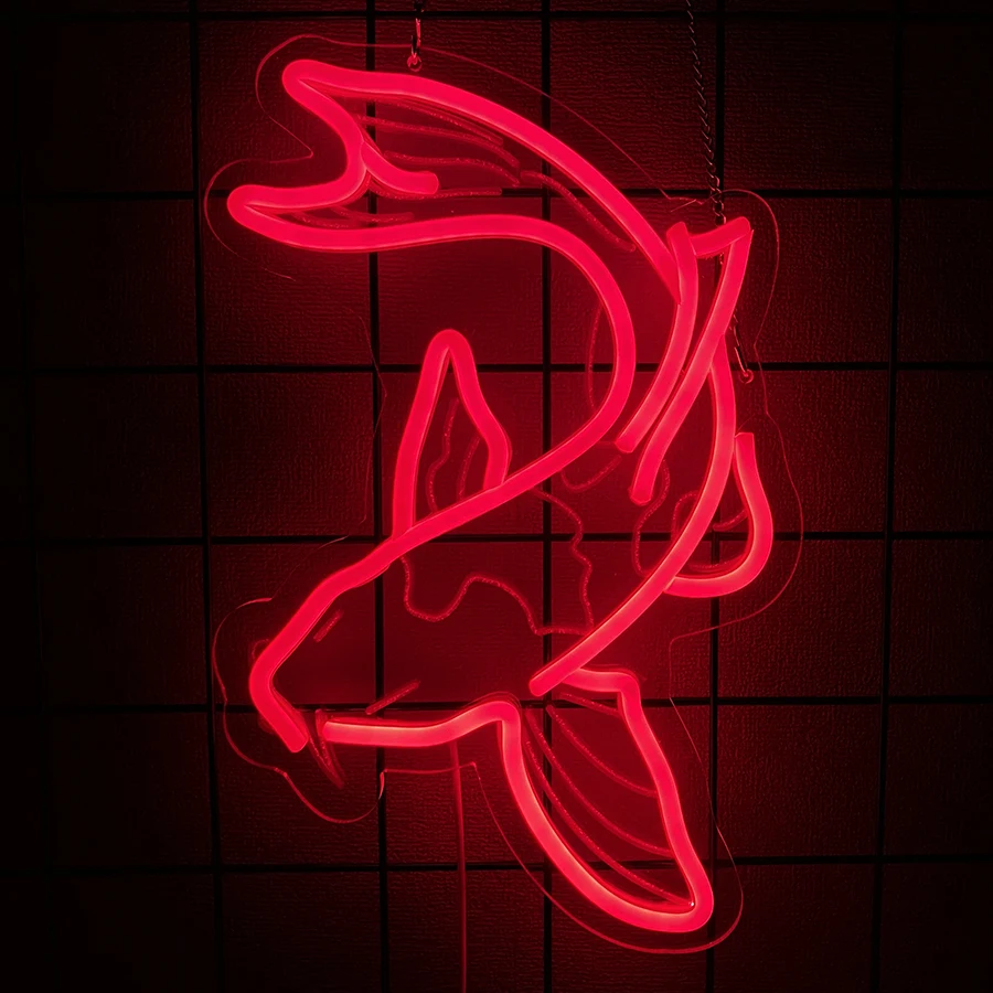Fish-Neon-Sign-Koi-Carp-Neon-Lights-Japanese-Fish-Led-Neon-Red-Lucky ...