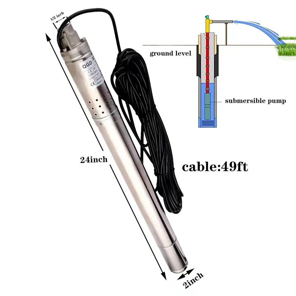 2 Inch Water Pump 50Mm Diameter Submersible Well Pump with 304 ...
