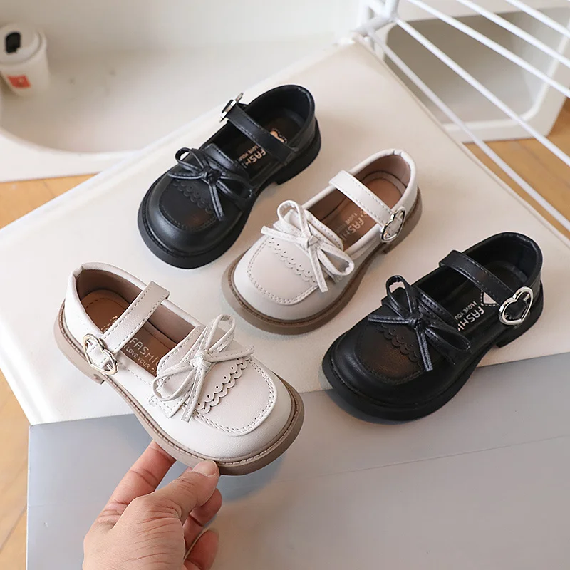 Bow-Cute-Round-Toe-Soft-Banquet-Students-Kids-Elegant-Leather-Shoes ...