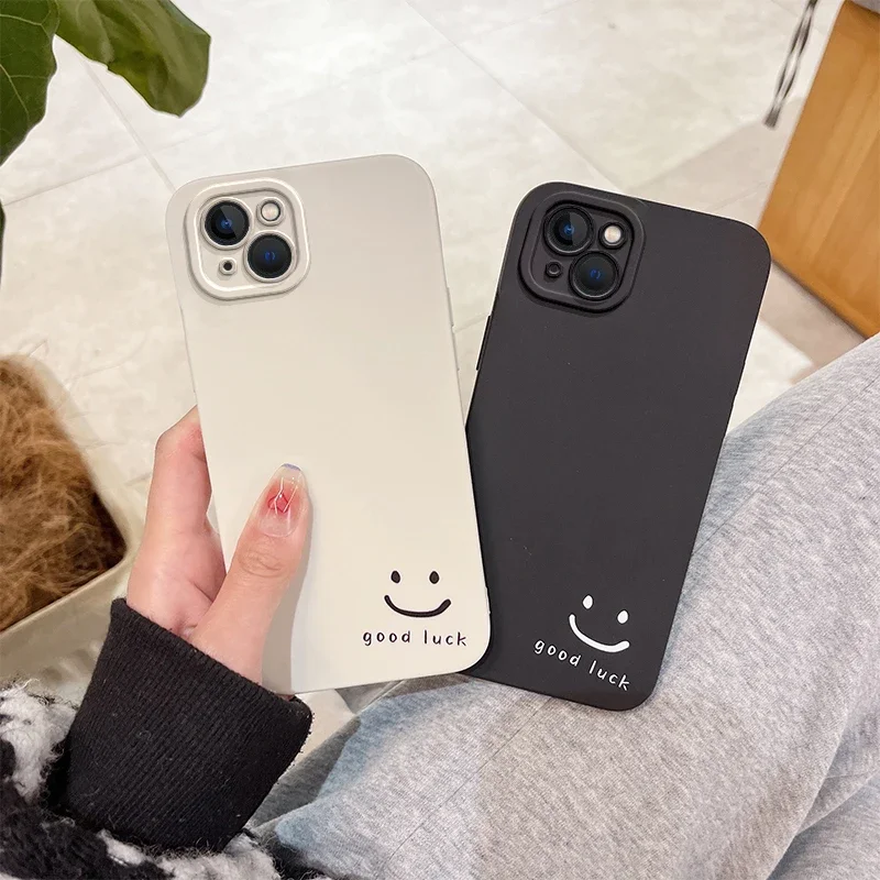Simple-Smile-Face-Matte-Silicone-Phone-Case-For-iPhone-11-12-13-14-15 ...
