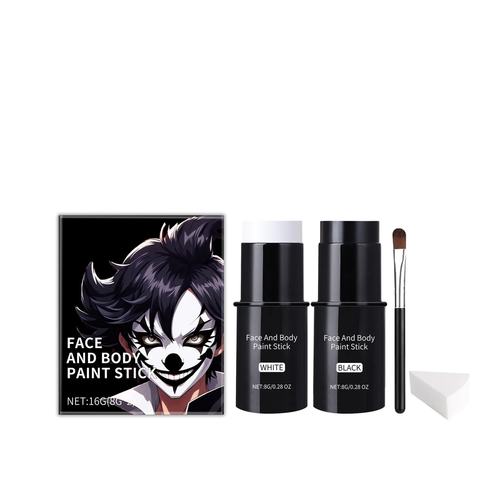 4-Set-Black-White-Halloween-Face-Body-Paint-2-Colors-Clown-Makeup-Kit ...