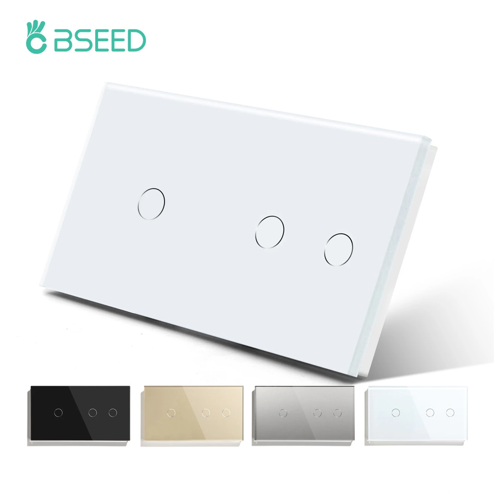 Bseed 3Gang 1way LED Touch Switch 2Gang Wall Light Switch Crystal Class ...