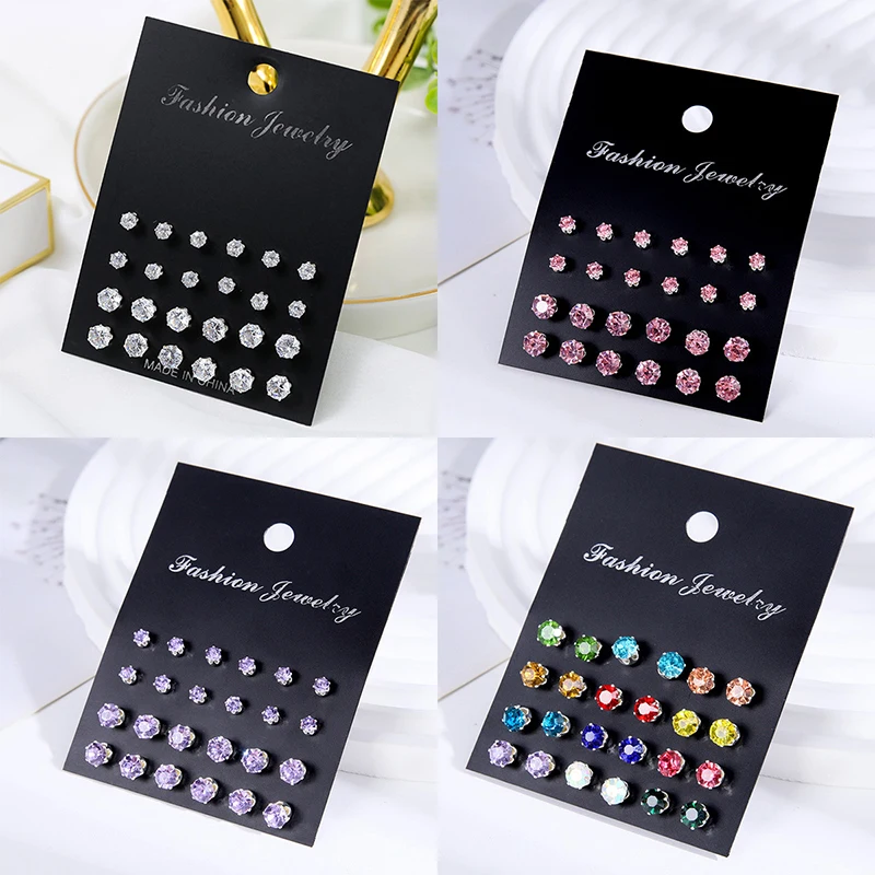 12Pair-Fashion-Shiny-Wedding-Stud-Earrings-Set-For-Women-Girls ...