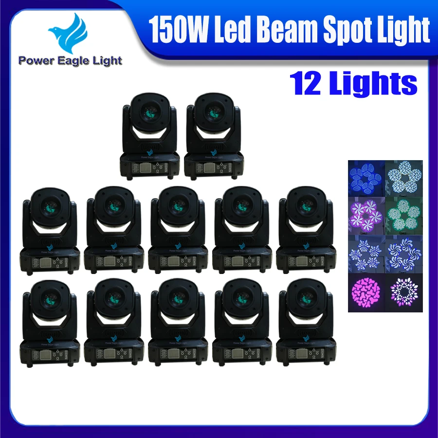 No-Tax-12Pcs-LED-150W-Beam-Spot-Wash-Gobo-Moving-Heads-Lights-5-Face ...