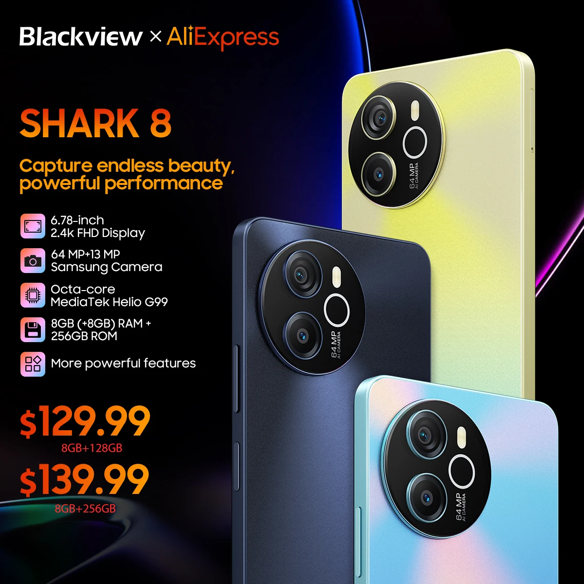 Blackview-Smartphone-SHARK-8-desbloqueado-con-Android-13-Helio-G99-16GB ...