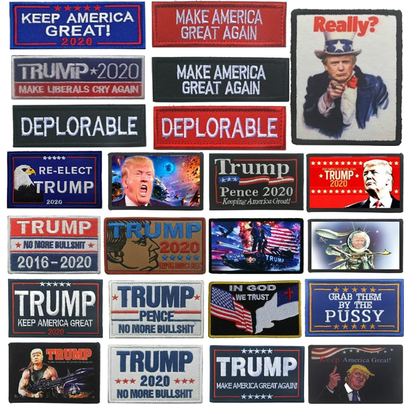Trump Badges Patch Make America Great Again Embroidered Hook Sewing ...