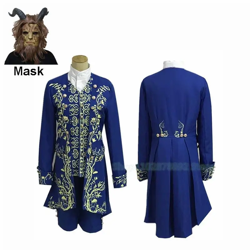 Movie-Cosplay-Beast-Prince-King-Cosplay-Uniforms-Blue-Costume-Courtly ...
