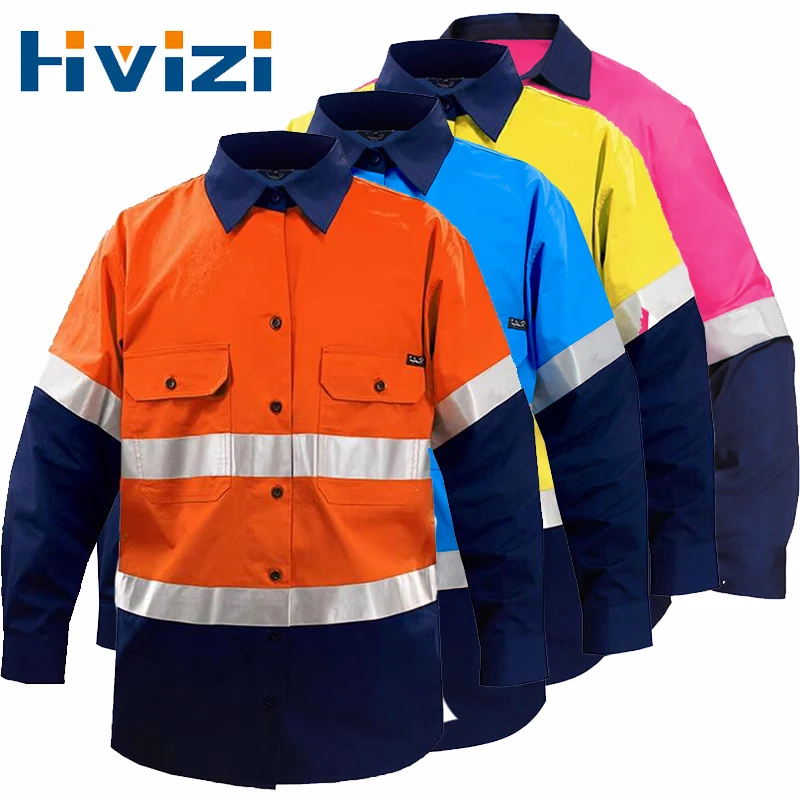 Hi-Vis-Men-Work-Shirt-100-Cotton-High-Visibility-Clothing-Shirt ...