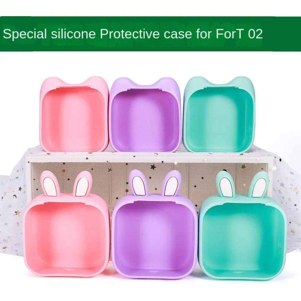 T02 Protective Case-Bunny Ears Shape Soft Silicone BPA-Free Cute Design ...