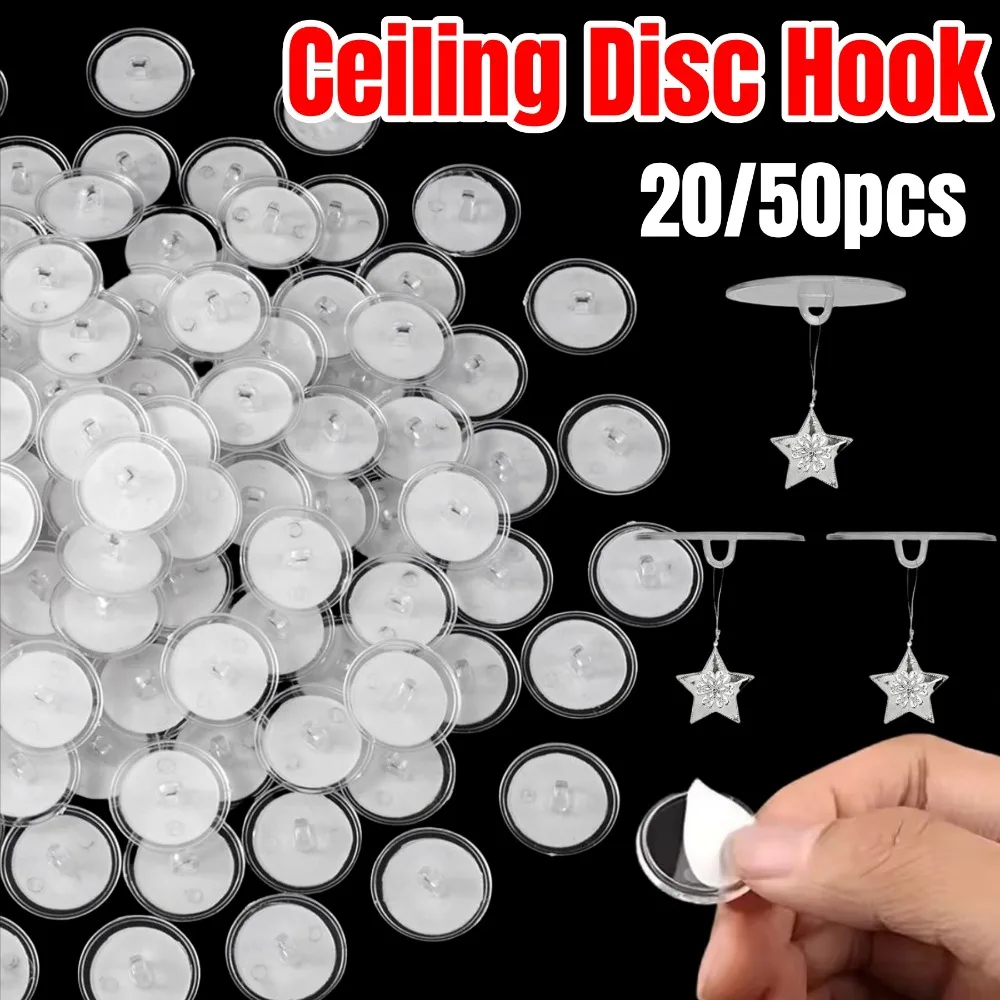 20/50PCS Ceiling Self-adhesive Small Disc Hooks Traceless Home Storage ...