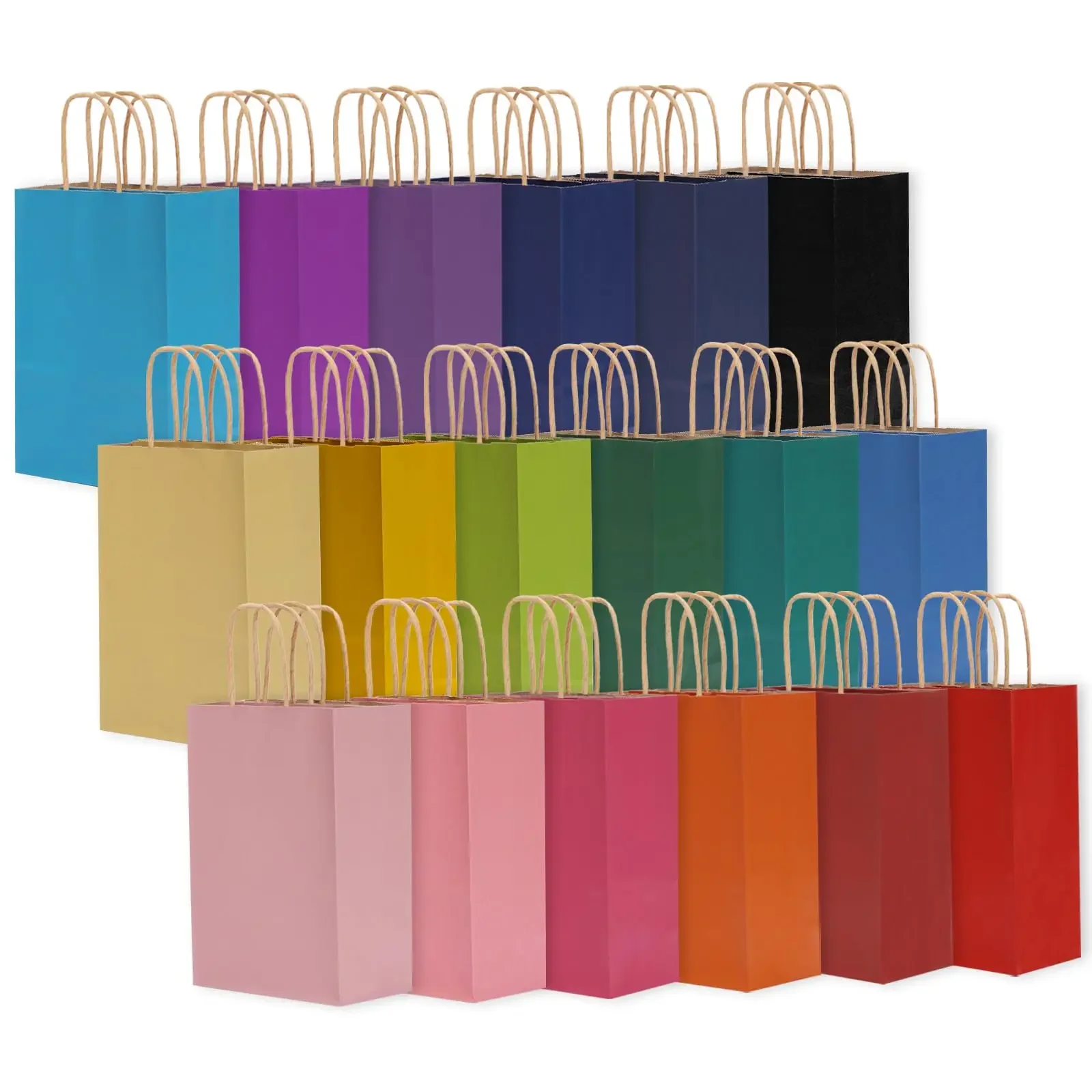 100PCS-Paper-Gift-Bags-With-Handles-Bulk-Paper-Shopping-Bags-Kraft-Bags ...