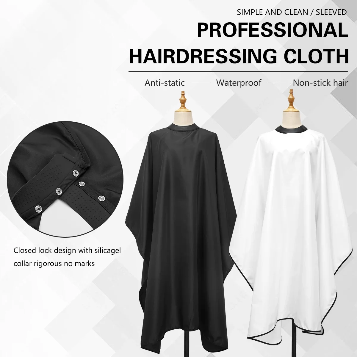 Black-White-Hair-Cutting-Cloth-Pro-Salon-Hairdressing-Cape-Gown-Barber ...
