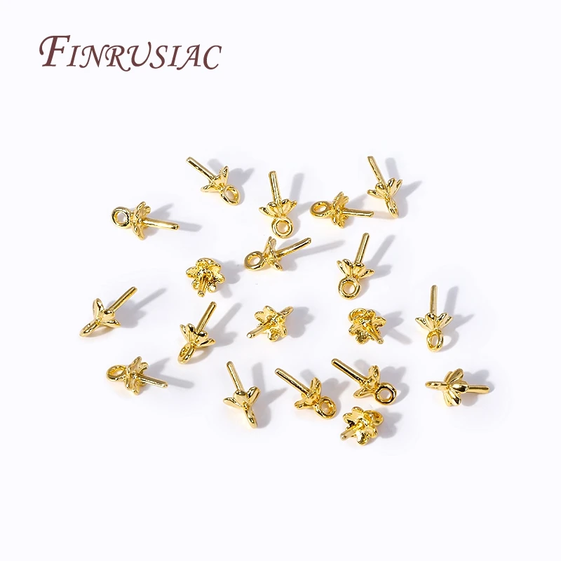 18-Karat-vergoldete-Blumen-schale-Perlen-anh-nger-mit-Kappe-und-Stift-f ...