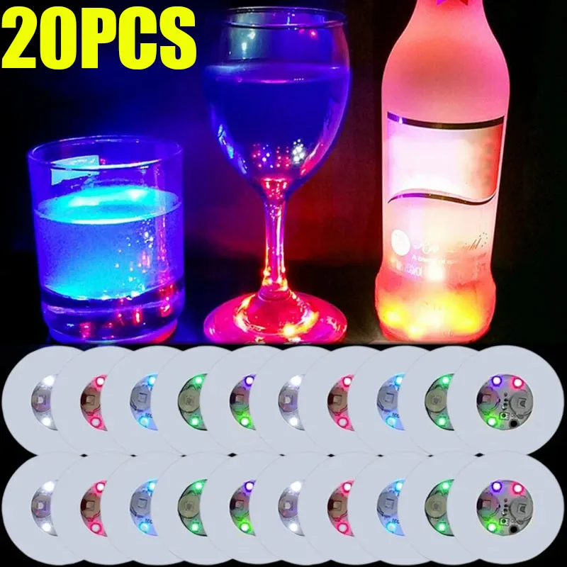 20-1PCS-LED-Bottles-Coaster-Lamps-6cm-Luminous-Cup-Stickers-Lights-for ...