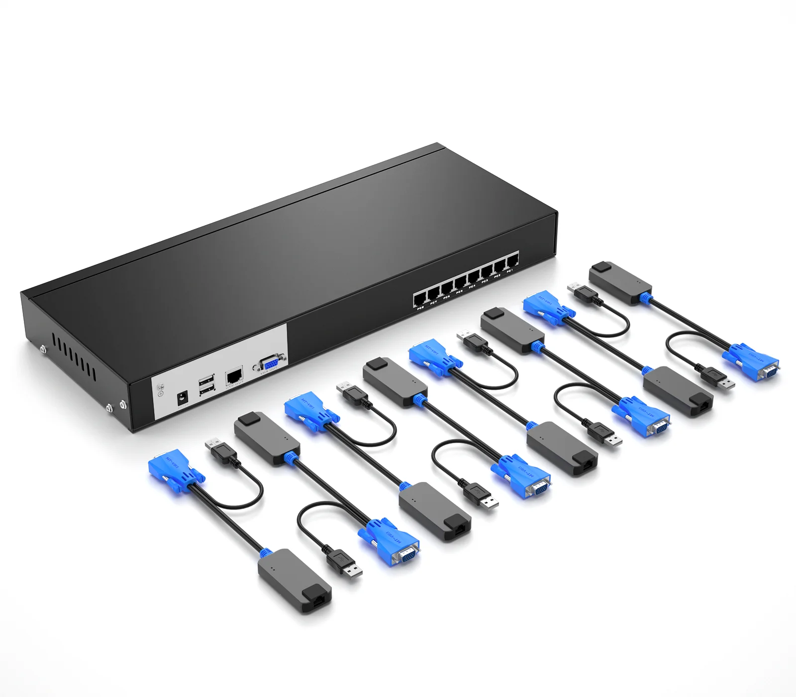 8-Port-KVM-Switch-Over-Ethernet-VGA-To-RJ45-Adapters-MT-VIKI-1U-Rack ...