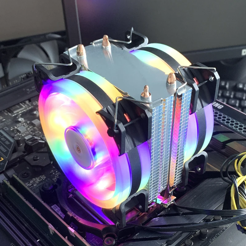 CPU Air Cooler 4PIN PWM Quiet PC Processor RGB Radiator For Intel LGA ...