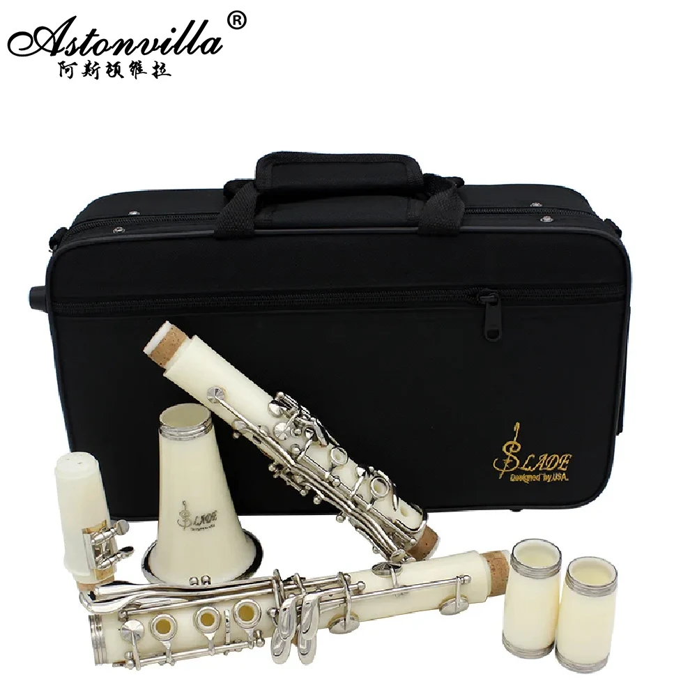 SLADE-B-Flat-Clarinet-17-Key-Falling-Tune-B-White-Clarinet-ABS-Silver ...