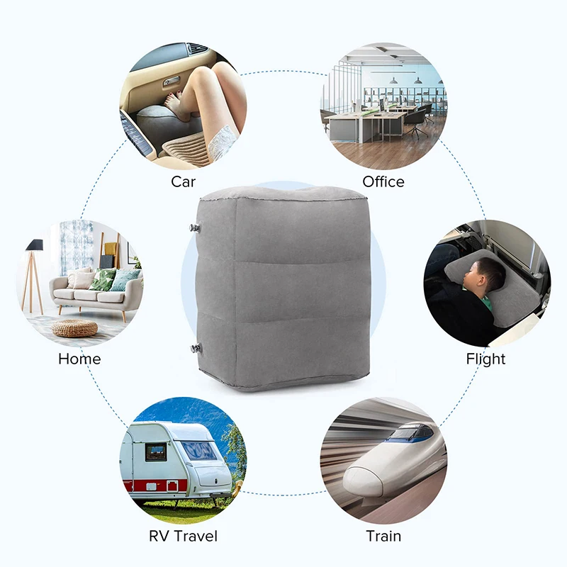 PVC Inflatable Travel Pillow Foot Rest Pillow Kids Flight Sleeping ...