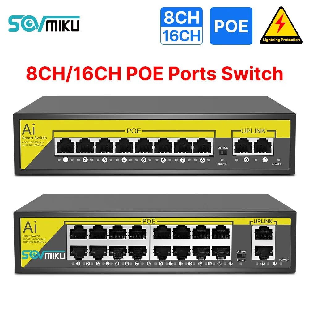 poe switch ip kamera kurulumu: SOVMIKU POE Switch 48V 8/16 Ports ...