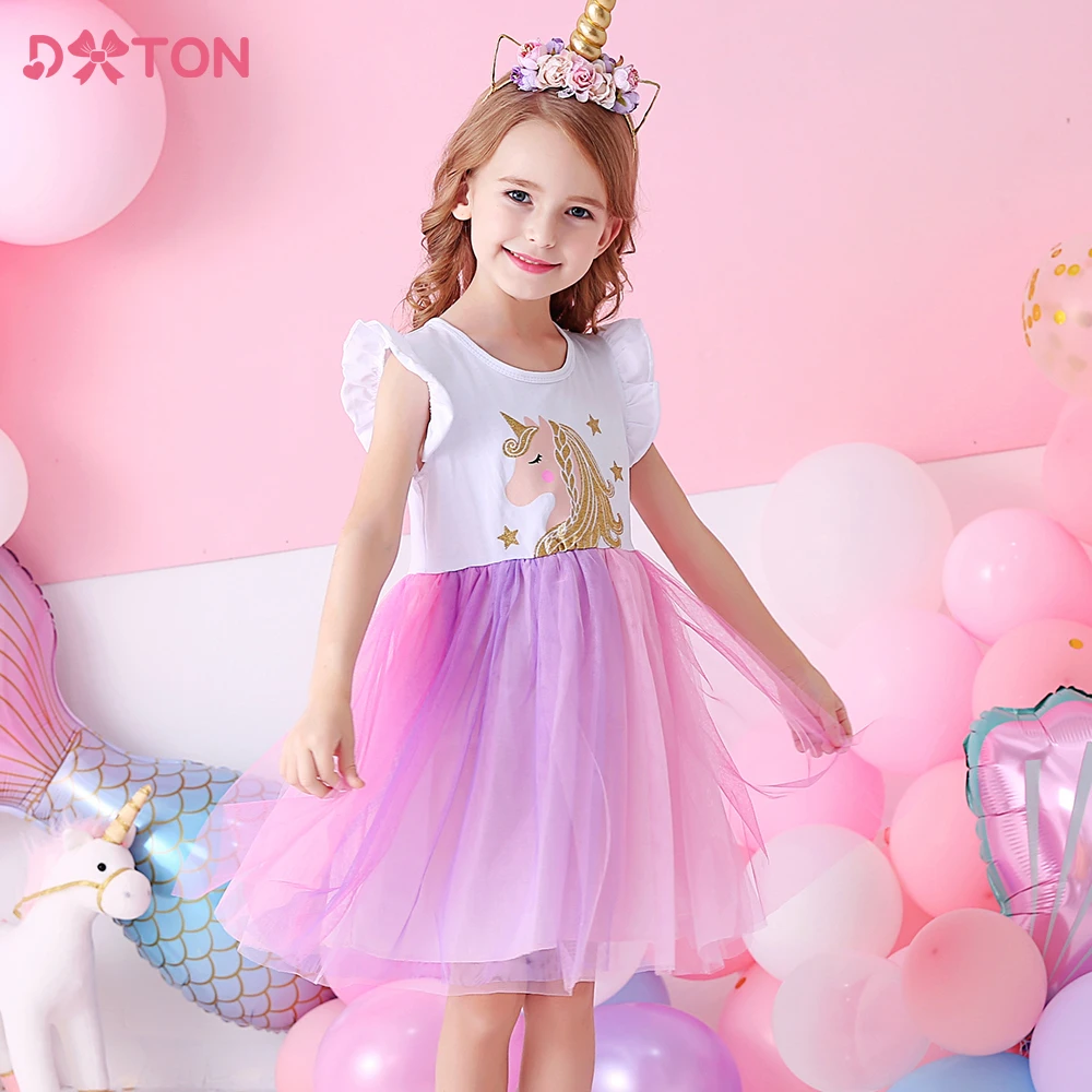Dxton Kids Summer Dress For Girl Toddlers Birthday Party Tulle Princess ...