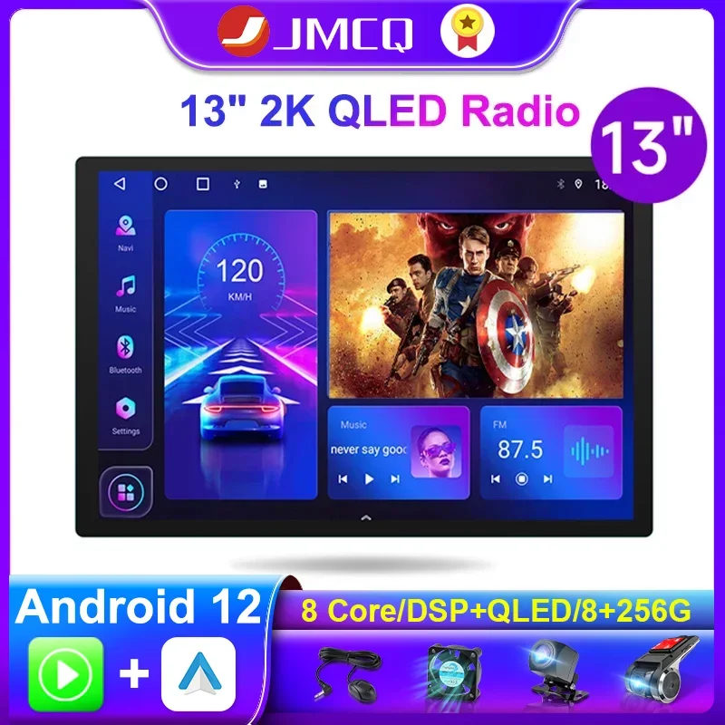 JMCQ-2Din-13-inch-Android-11-Car-Radio-2K-1920-1200P-QLED-Universal ...
