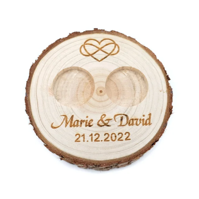 Personalized Wedding Ring Box Rustic Engraved Wooden Ring Bearer Custom ...