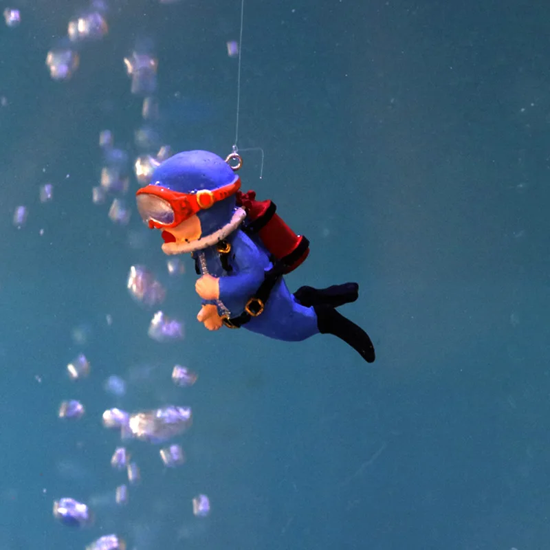 Figurines miniatures flottantes de poisson,mini-plongeur vert Shoous ...